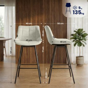 Barová židle Weston Schwenkbar samet – krémová