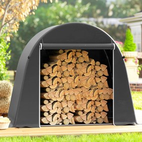 Outsunny voděodolný garážový stan 245 × 120 × 200 cm – přístřešek na kola s rolovacími zipovými dveřmi, nepromokavý skladovací stan, pozinkovaný rám,…
