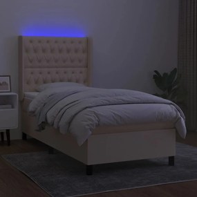 Box spring postel s matrací a LED krémová 90x190 cm textil 3138522
