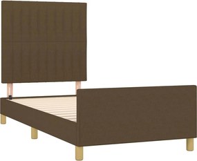 Rám postele bez matrace tmavě hnědá 90 x 190 cm textil 3125182