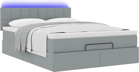Osmanská postel s matrací &amp; LED světle šedá 140x190 cm látka 3312305