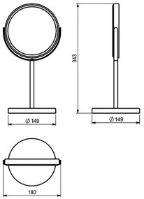 Gedy Gedy, ANNA kosmetické zrcadlo na postavení, průměr 163mm, oboustranné, černá mat, 211214