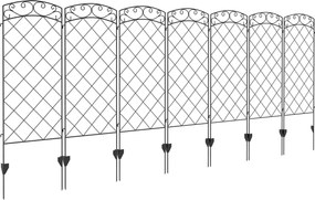 Outsunny Sada 7 Dekorativních Kovových Záhonových Plotů s Dekoracemi - 344D x 110V cm Černá | Aosom