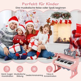 Costway Mini klávesnice s 25 klávesami a stojanem na noty a mikrofonem Dětské
