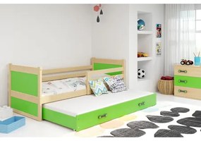 Dětská postel s výsuvnou postelí RICO 190x80 cm Šedá Ružové