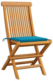vidaXL Zahradní židle s modrými poduškami 6 ks masivní teak