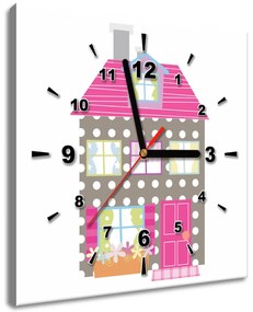 Gario Obraz s hodinami Tečkovaný domek Rozměry: 30 x 30 cm