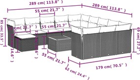 13dílný zahradní sedací souprava s poduškami černý polyratan 3223983