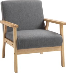 Křeslo HOMCOM do obývacího pokoje, lounge křeslo s dřevěnými nohami, relaxační křeslo s látkovým potahem | Aosom