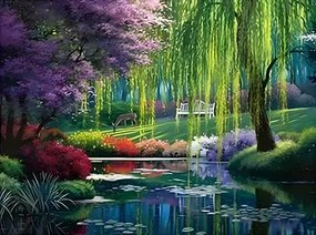NORIMPEX Malování podle čísel Zelený park u vody / 40x50 cm