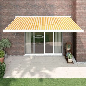 Zatahovací markýza žlutá a bílá 4 x 3 m textil a hliník 3154583
