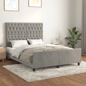 Rám postele bez matrace světle šedý 140 x 190 cm samet 3125934