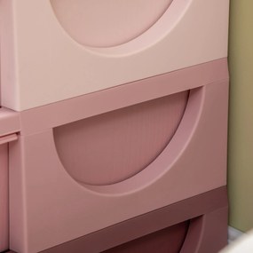 HOMCOM Plastový úložný box, úložný prostor na hračky, 6 zásuvek, organizér na hračky, komoda do dětského pokoje, růžová | Aosom
