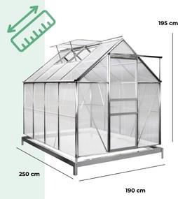 Zahradní skleník z polykarbonátu se základnou M4, 250x190x195cm, transparentní Gardebruk