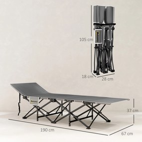 Skládací kempinkové lůžko, kempinkové lůžko s matrací, ergonomické, kovový rám, černá barva