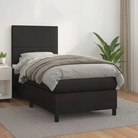 Box Spring Postel S Matrací Umělá Kůže Černá Hladký design 90 x 190