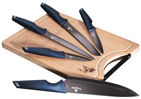 6dílná sada kuchyňských nerezových nožů s deskou na krájení AQUAMARINE 20064