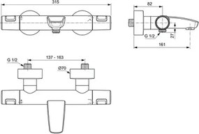 Ideal Standard CeraTherm - Vanová termostatická baterie | černá