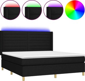 Box spring postel s matrací a LED černá 160x200 cm textil 3138967