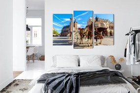 Vícedílný obraz Koňské Povozy Na Náměstí V Krakově Nedostatek Nedostatek Přírodní plátno 60x40