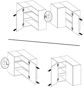 NESSANT se | horní skříňka rohová 60x60 GN-72 2F 90° s policemi | 60x60 cm | šedá