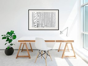 Plakát Břízy - kompozice s černo-bílými stromy na šedém pozadí