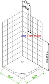 BPS-koupelny Hydromasážní box HYD-Porto 01B 90x90 cm černá/transparent