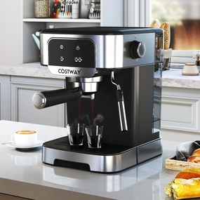 Costway Espresso kávovar 20 Bar 1200 W Espressovač s parním napěňovačem mléka 18