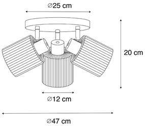 Stropní reflektor zlatý se sklem 3-světlo nastavitelný kulatý - Laura