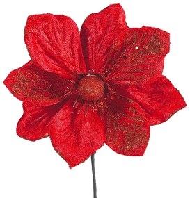 DecoKing - Dekorativní květ červené flitry