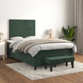 Box spring postel s matrací tmavě zelená 120 x 200 cm samet 3137896
