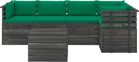 vidaXL 6dílná zahradní sedací souprava z palet + podušky borové dřevo [3061952] Barva: Jasně zelená