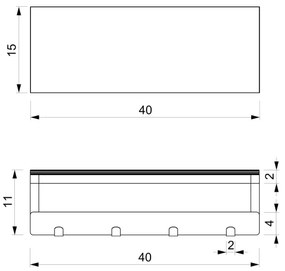 Nástěnný věšák na ručníky s policí 10x40 cm bílá