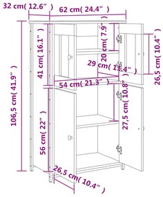 Skříň highboard šedá sonoma 62 x 32 x 106,5 cm kompozitní dřevo