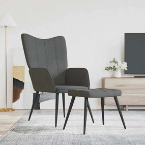 Relaxační židle se stoličkou tmavě šedá textil 327953