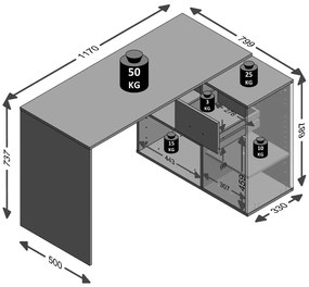 Psací stůl s regálem Albrecht, dub artisan/bílá