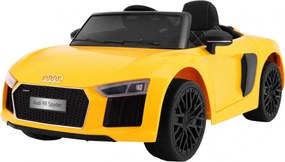 Ramiz Elektrické autíčko Audi R8 Spyder pro děti žluté + dálkové ovládání + EVA + pomalý start + rádio MP3 + LED