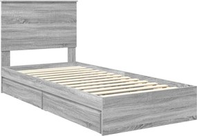 Postel s úložným prostorem se zásuvkou Šedá Sonoma 90 x 200 cm 3411248