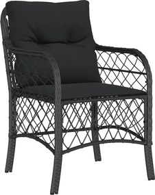 3dílný bistro set s poduškami černý polyratan 3212096