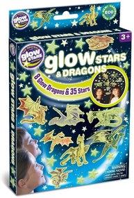 Samolepicí dekorace glowstars světélkující dekorace na zeď - draci a hvězdy