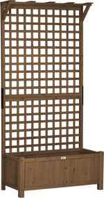 Outsunny vyvýšený záhonový květináč s mříží, mřížový květináč dřevo, zahradní mříž 90 x 45 x 183cm pro zahradu balkon terasa, květináč pro popínavé r…