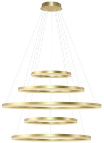 Moderní lustr Halo Pendant 150+120+100+80+60 Cct zlatá s dálkovým ovládáním