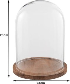 Dřevěný podnos se skleněným krytem - Ø 23*29 cm