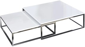 OnaDnes -20% Moebel Living Set dvou bílých konferenčních stolků Glam 75/65 cm