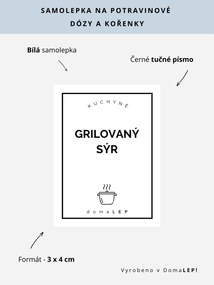 Samolepka na kořenky GRILOVANÝ SÝR bílá 3 × 4 cm tučné písmo