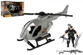 Teddies Vrtulník/helikoptéra vojenský s vojákem s doplňky