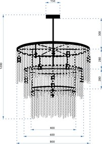 Toolight Toolight, stropní křišťálové svítidlo APP1314-CP Black, černá, OSW-07988