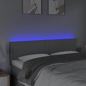 Čelo postele s LED světle šedé 144 x 5 x 78/88 cm textil 3121470