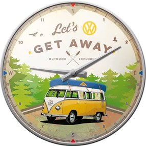 Postershop Nástěnné hodiny - VW Bulli Let's Get Away