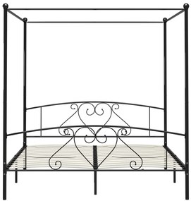 vidaXL Marketos Rám postele s nebesy černý kovový 200 x 200 cm